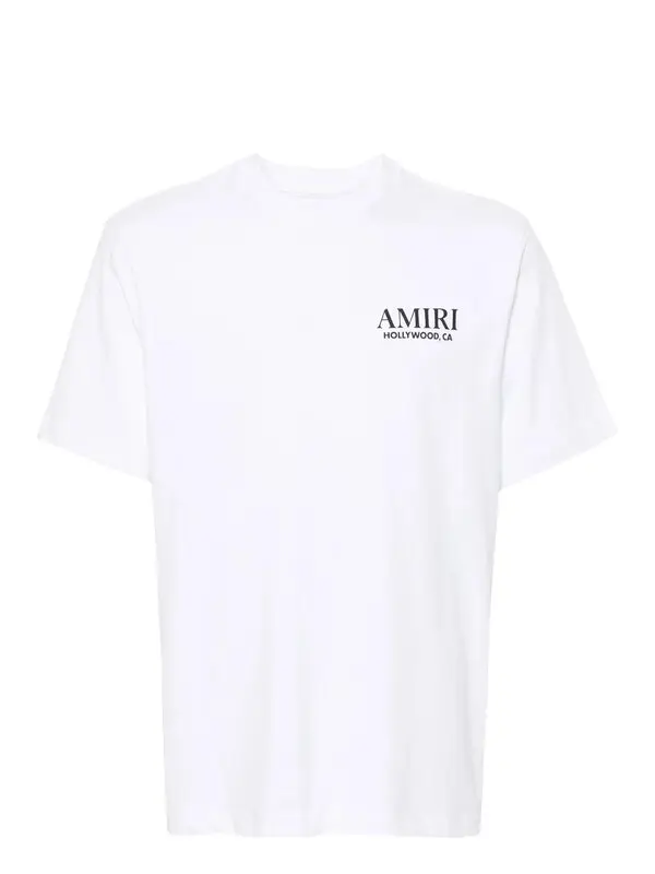 Amiri Ribbed Mini Crew Neck T-shirt With Rubberised Logo And Bones Motif - Bianco