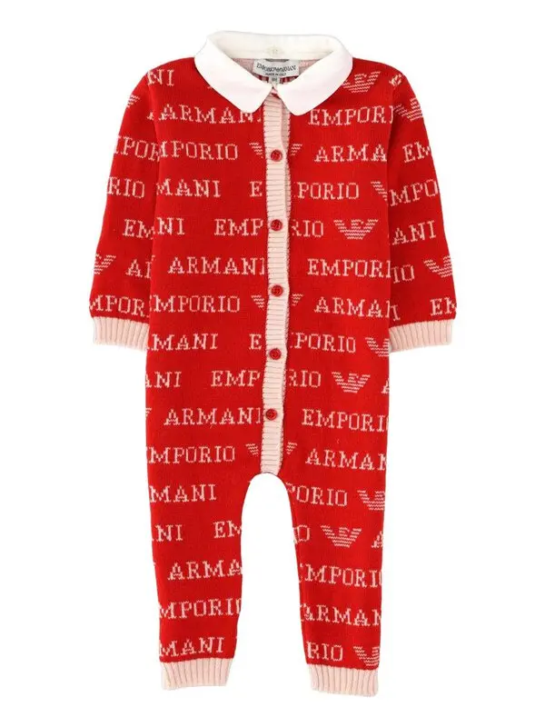 Emporio Armani Baby Romper In Wool-silk-cashmere Blend - Red