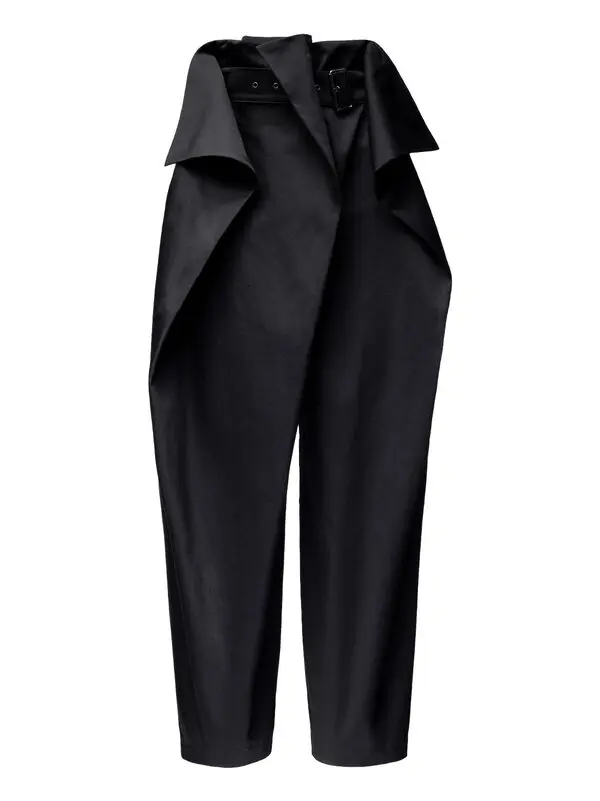 JANA COSHÈ Statement Wide Leg Trousers With Sculptural Pleats - Black