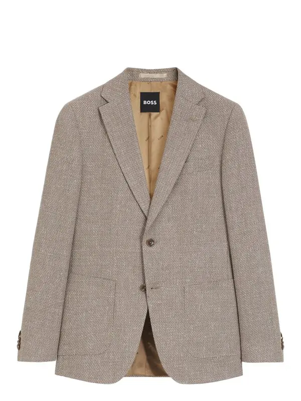 BOSS Slim-fit Blazer In A Patterned Virgin Wool Blend - Beige