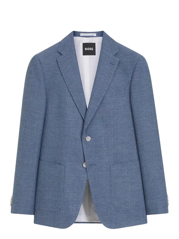 BOSS Slim-fit Blazer In A Patterned Virgin Wool Blend - Light Blue