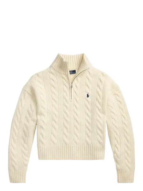 Polo Ralph Lauren Cable Knit Mock Neck Pullover - Cream