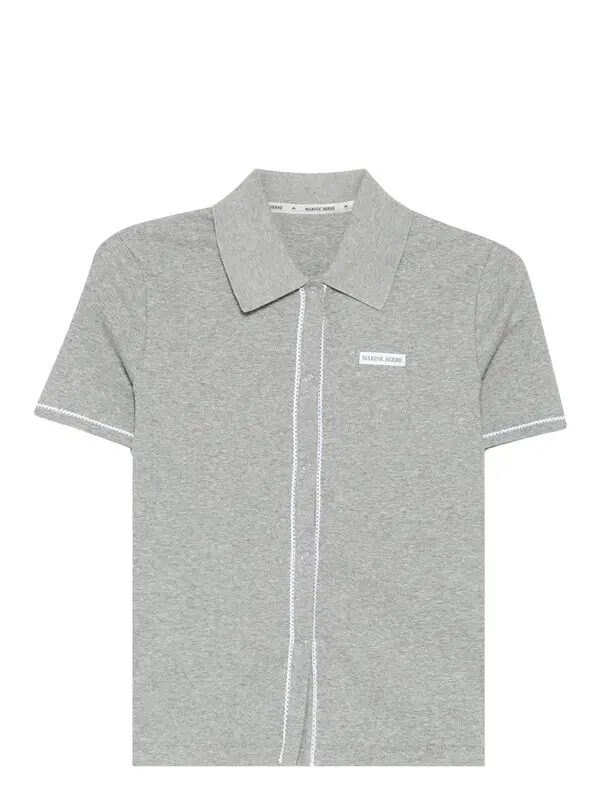 MARINE SERRE Short Sleeve Polo Shirt - Grey