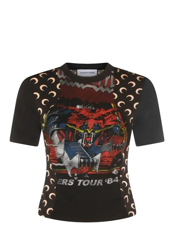 MARINE SERRE Graphic Print Short Sleeve T-shirt - Black