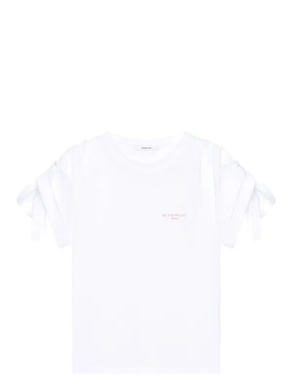 Givenchy Gathered Shoulder T-shirt With Bow Detail - White