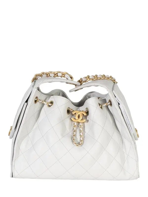 Chanel Quilted Caviar Hobo Bag - Gray