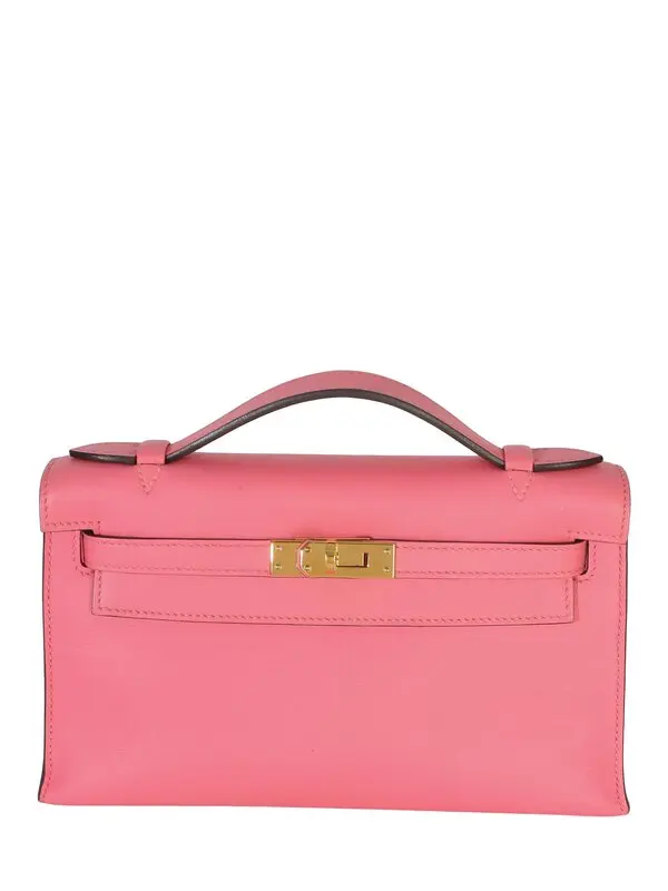 Hermès Rose Azalee Swift Kelly Pochette Ghw - Pink