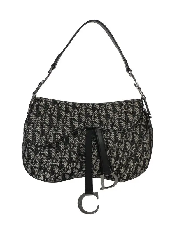 Dior Diorissimo Canvas Double Saddle Bag - Black