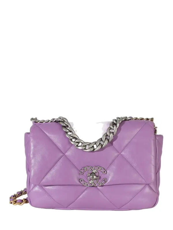 Chanel Quilted Lambskin 19 Flap Bag - Purple