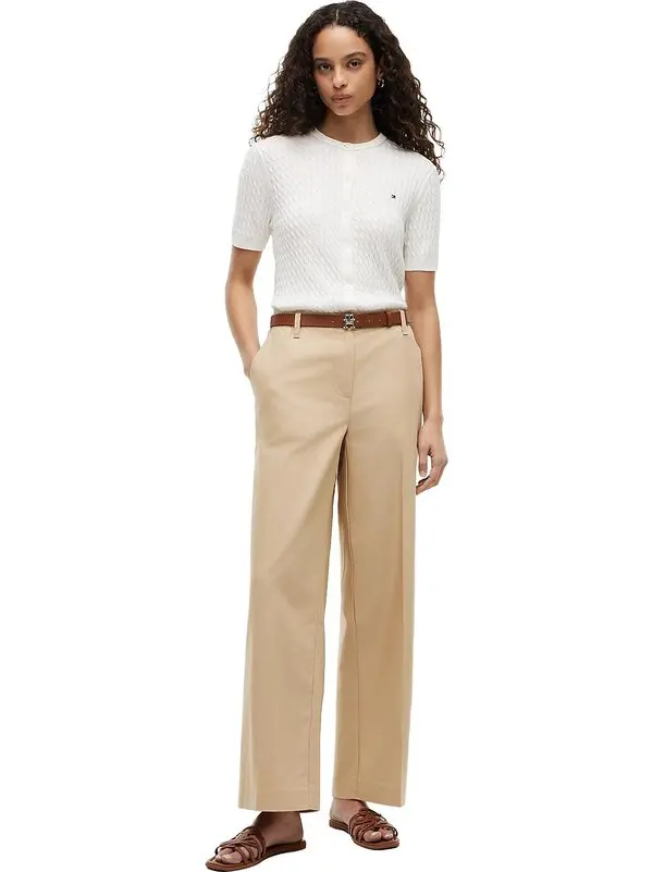 Tommy Hilfiger Lightweight Chinos With Flat Front And Elasticated Waist - Clayed Pebble