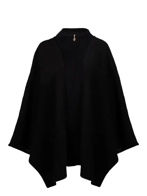 HOUSE OF LAINES LONDON Wool Blend Zip Cape - Black