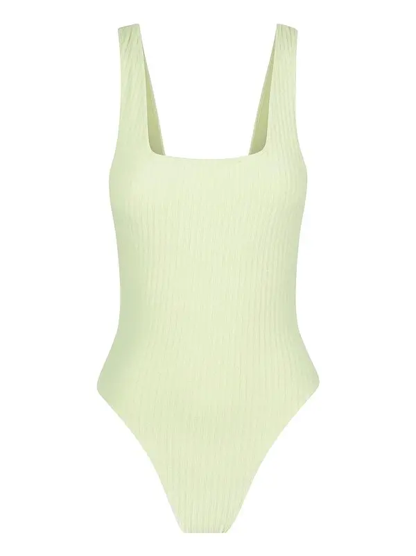 FLOATING SWIM Aoraki Lily Ribbed Terry One-piece - Green