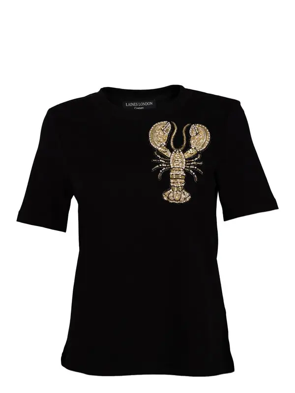 HOUSE OF LAINES LONDON Embellished Lobster T-shirt - Black/gold