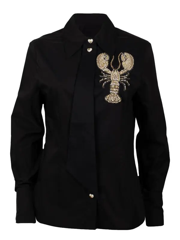 HOUSE OF LAINES LONDON Embellished Lobster Tie Shirt - Black