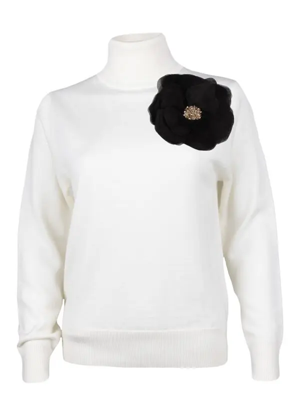 HOUSE OF LAINES LONDON Embellished Roll Neck Jumper - White/black