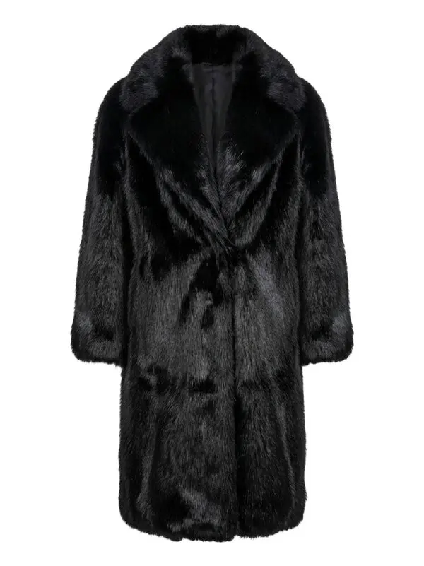 OSCARMORRIS Nuit Long Faux Fur Coat - Black