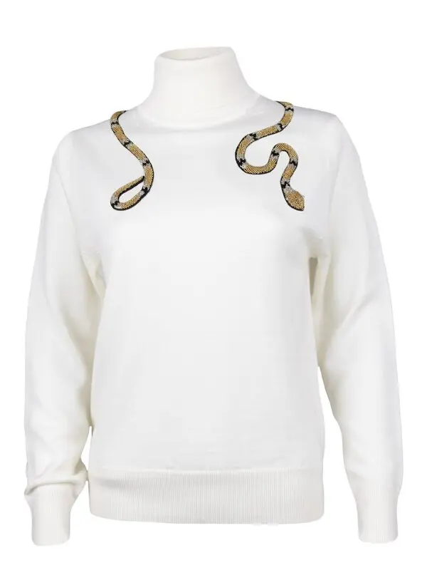 HOUSE OF LAINES LONDON Embellished Roll Neck Jumper - White/yellow