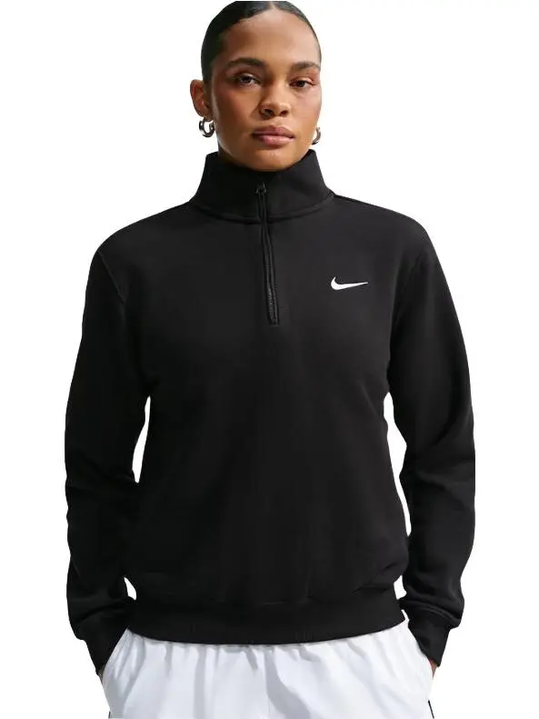 Nike Studio Fleece Medium Weight 1/4-zip Top - Black