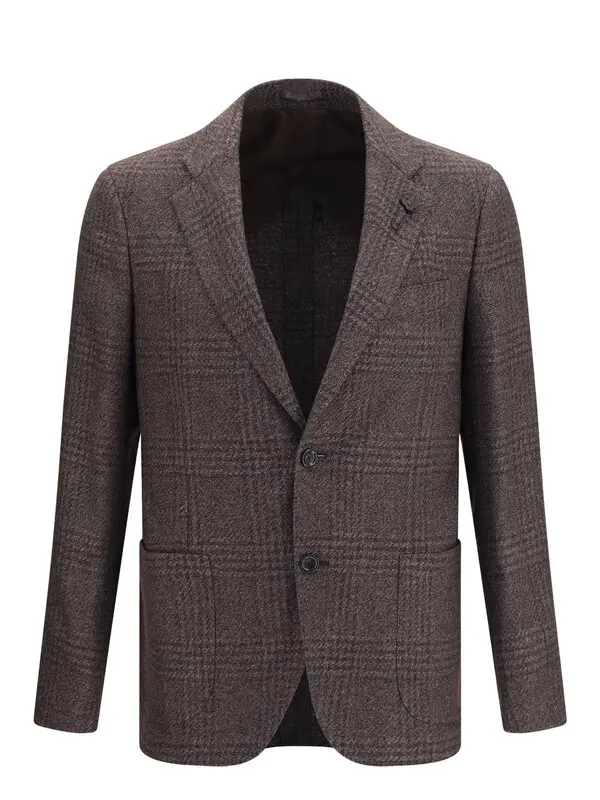 LARDINI Single-breasted Wool-blend Blazer - Brown