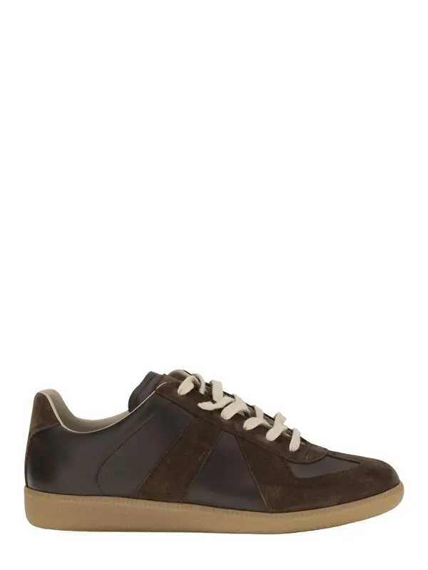 MAISON MARGIELA Leather And Suede Sneakers With Gum Sole - Brown