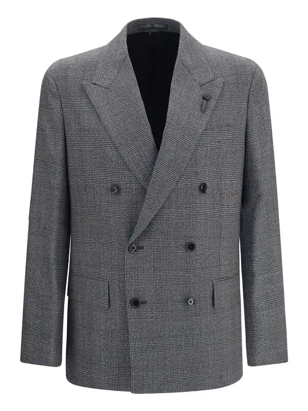 LARDINI Double-breasted Wool Blazer - Grey