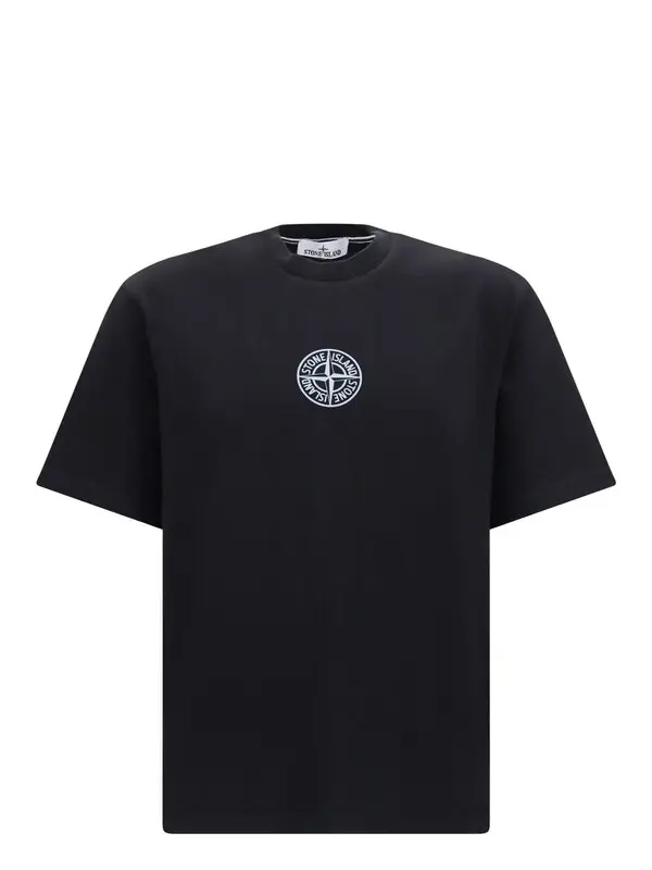 Stone Island Cotton Jersey T-shirt With Centra Ogo Mae - Black