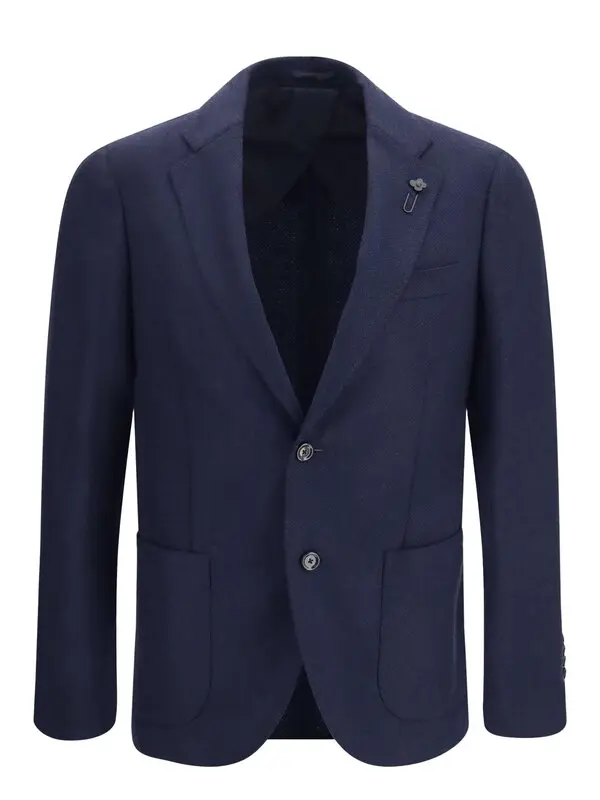 LARDINI Single-breasted Wool And Cashmere Jacket - Blue
