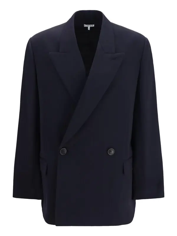 Loewe Wool Blend Double-breasted Blazer - Blue