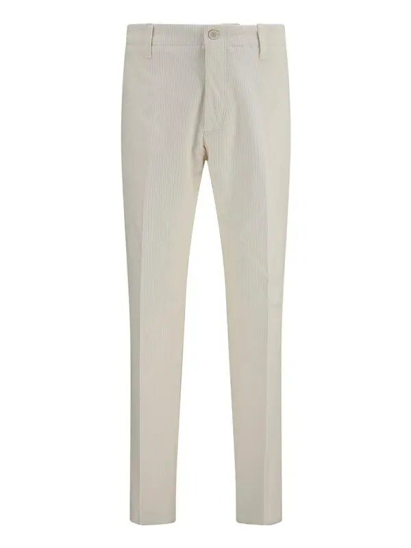 LARDINI Ribbed Viscose Straight-leg Trousers - Cream
