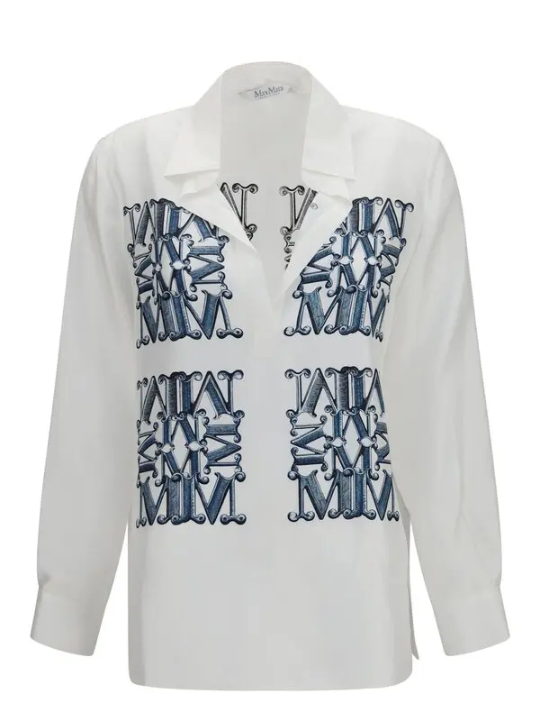 Max Mara Printed Silk Twill Shirt - White