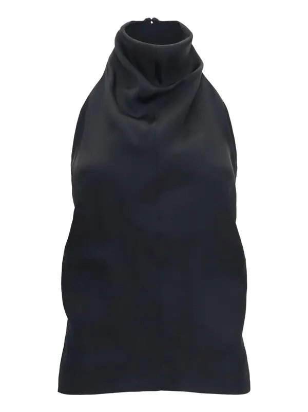 Khaite Rone High Neck Open Back Top - Black