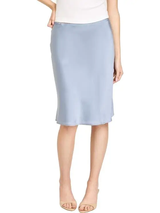 WAYF Felicity Satin Slip Skirt - Slate