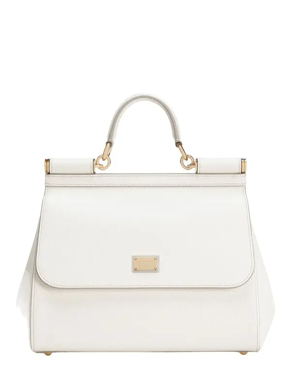 Dolce & Gabbana Dauphine Calfskin Sicily Handbag - White