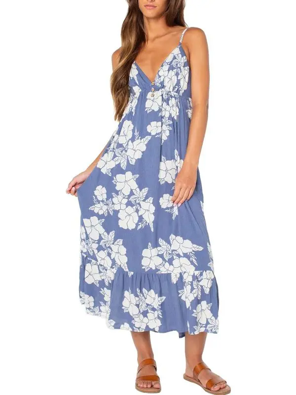 Roxy Sleeveless Tropical Floral Print Midi Dress - Wild Wind