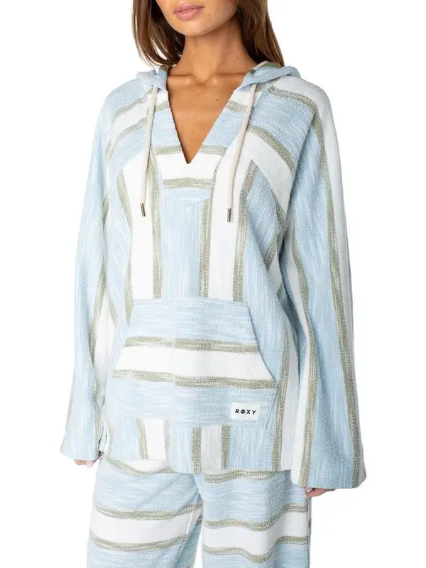 Roxy Wild & Free" Striped Hoodie - Cerulean