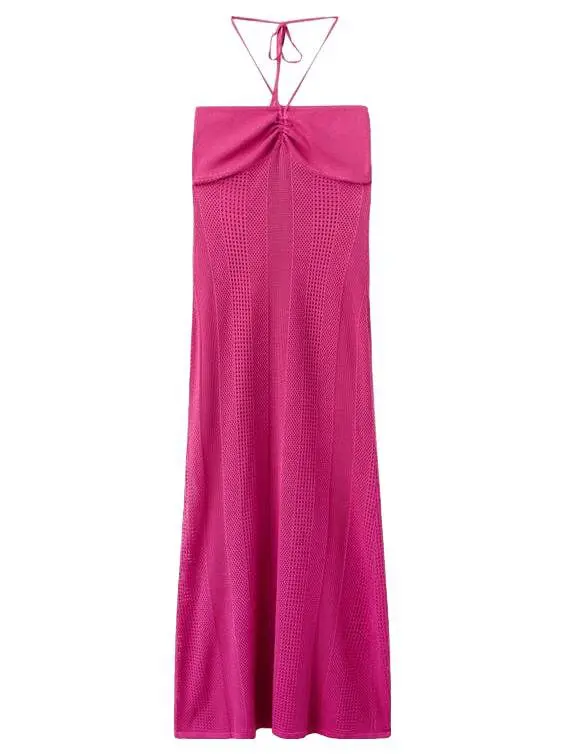 Mango Knit Halter Neck Dress - Fuchsia