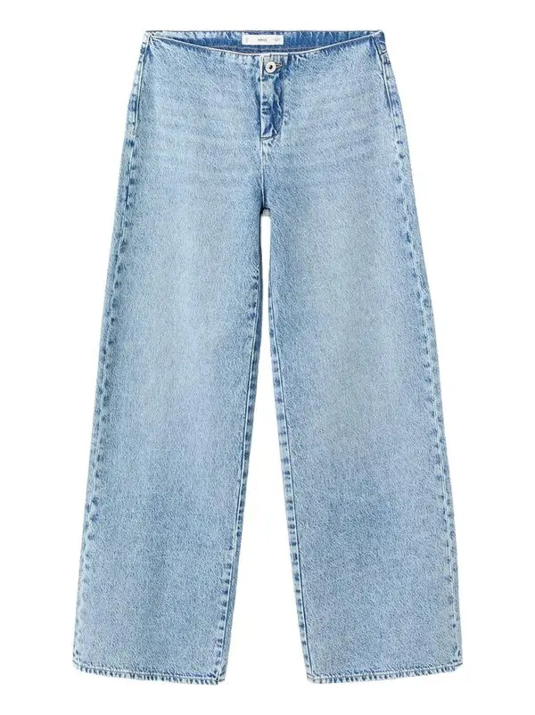 Mango Low Waist Wide Leg Jeans - Medium Blue