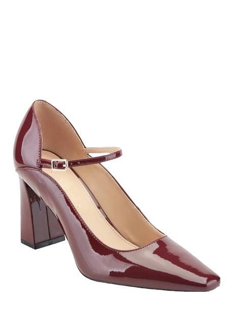 Marc Fisher Genevie Mary Jane Pumps With Sculptural Block Heel - Dark Red
