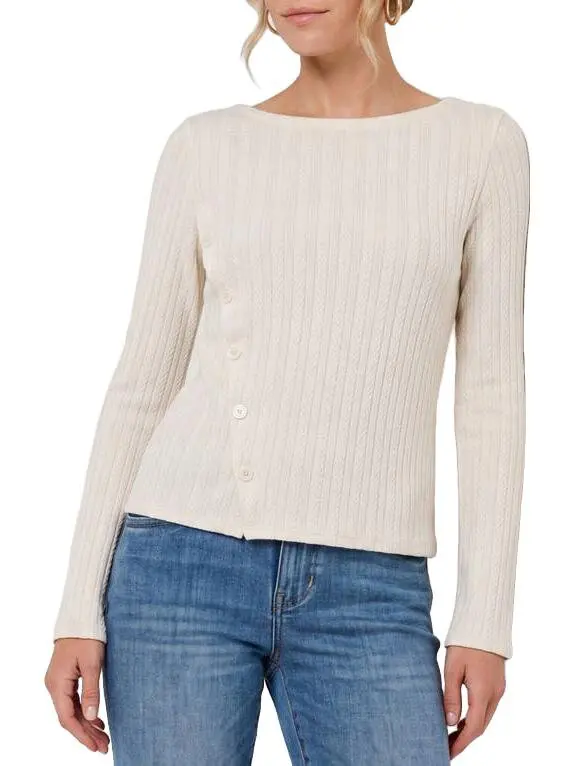 LIVERPOOL Textured Side Button Top - Bone