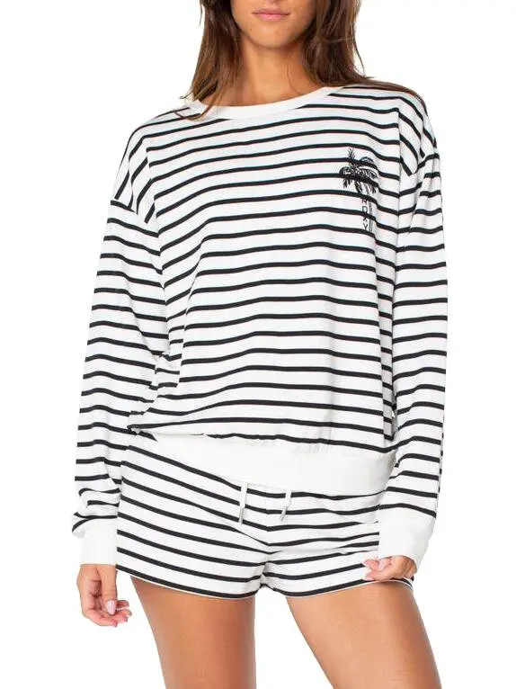Roxy Striped Sweatshirt With Contrast Stitching - Anthracite