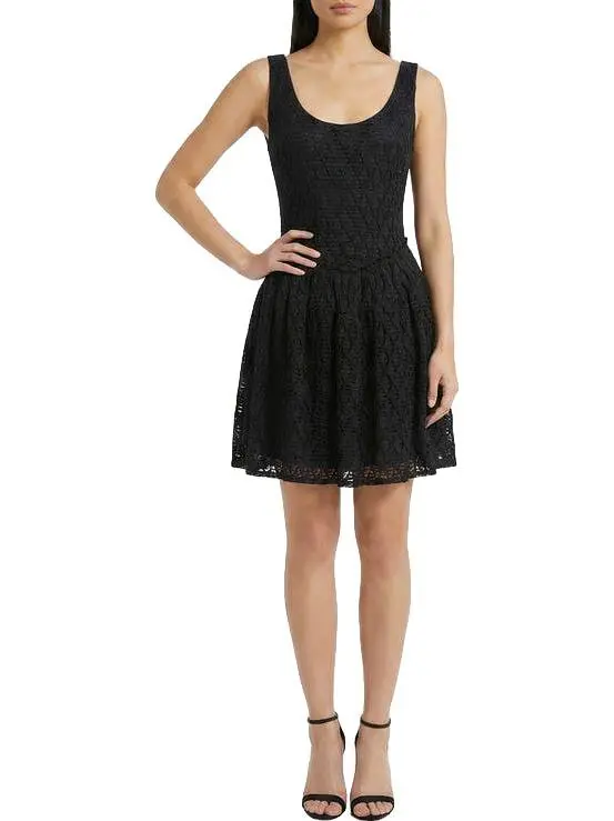 THE GOOD JOURNEY Jacquard Knit Flare Minidress - Black