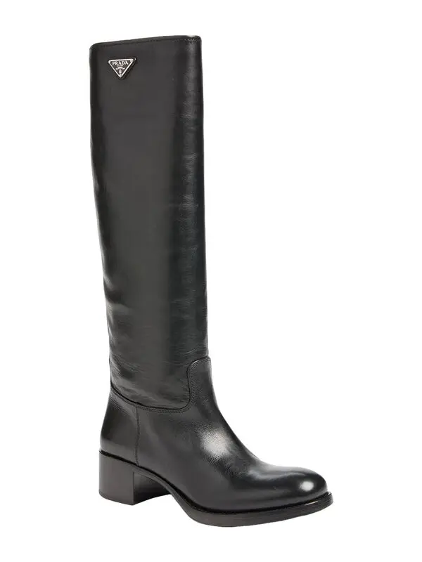 Prada Leather Knee-high Boots - Nero