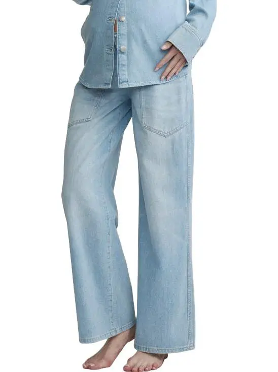 DL1961 Maternity Hepburn High Waist Wide Leg Jeans - Beachfront Aura