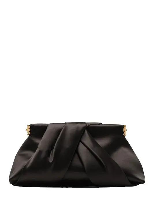 Cult Gaia Lia Mini Satin Clutch - Black