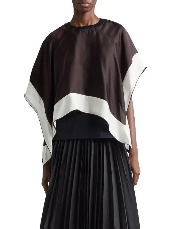Sacai Satin X Cotton Jersey T-shirt - Brown/navy