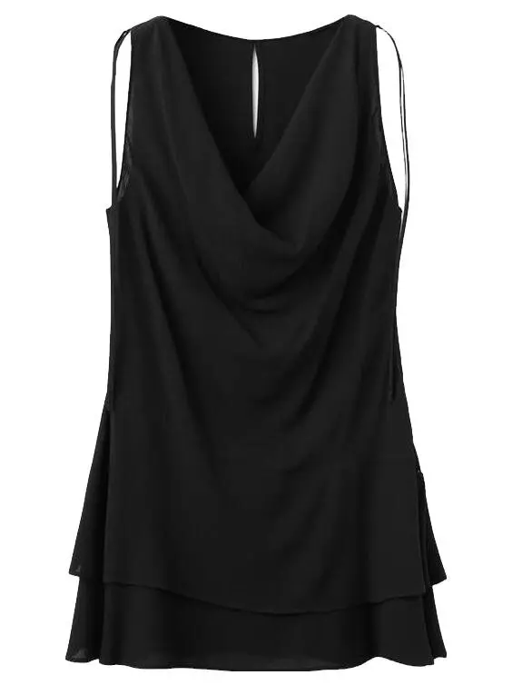 Mango Draped Fluid Dress With Cowl Neck - Black