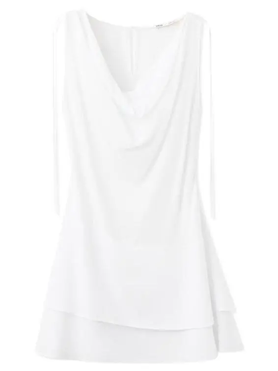 Mango Draped Fluid Dress With Cowl Neck - Off White