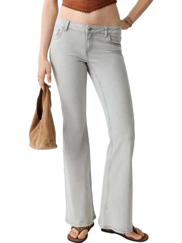 Mango Low Rise Flare Jeans - Denim Grey