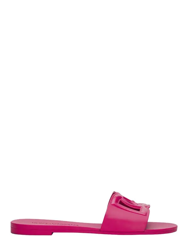 Dolce & Gabbana Rubber Slides With Dg Logo - Fuchsia