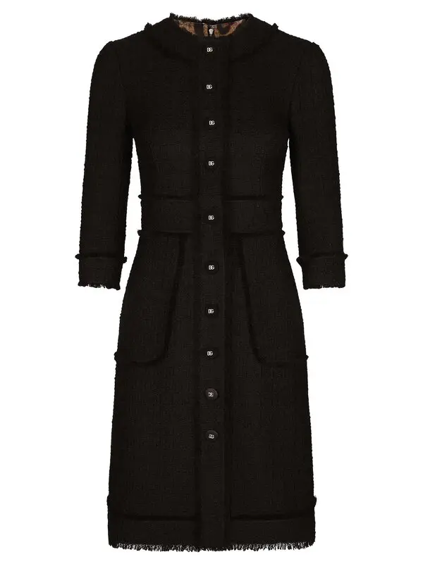 Dolce & Gabbana Raschel Tweed Midi Dress - Black